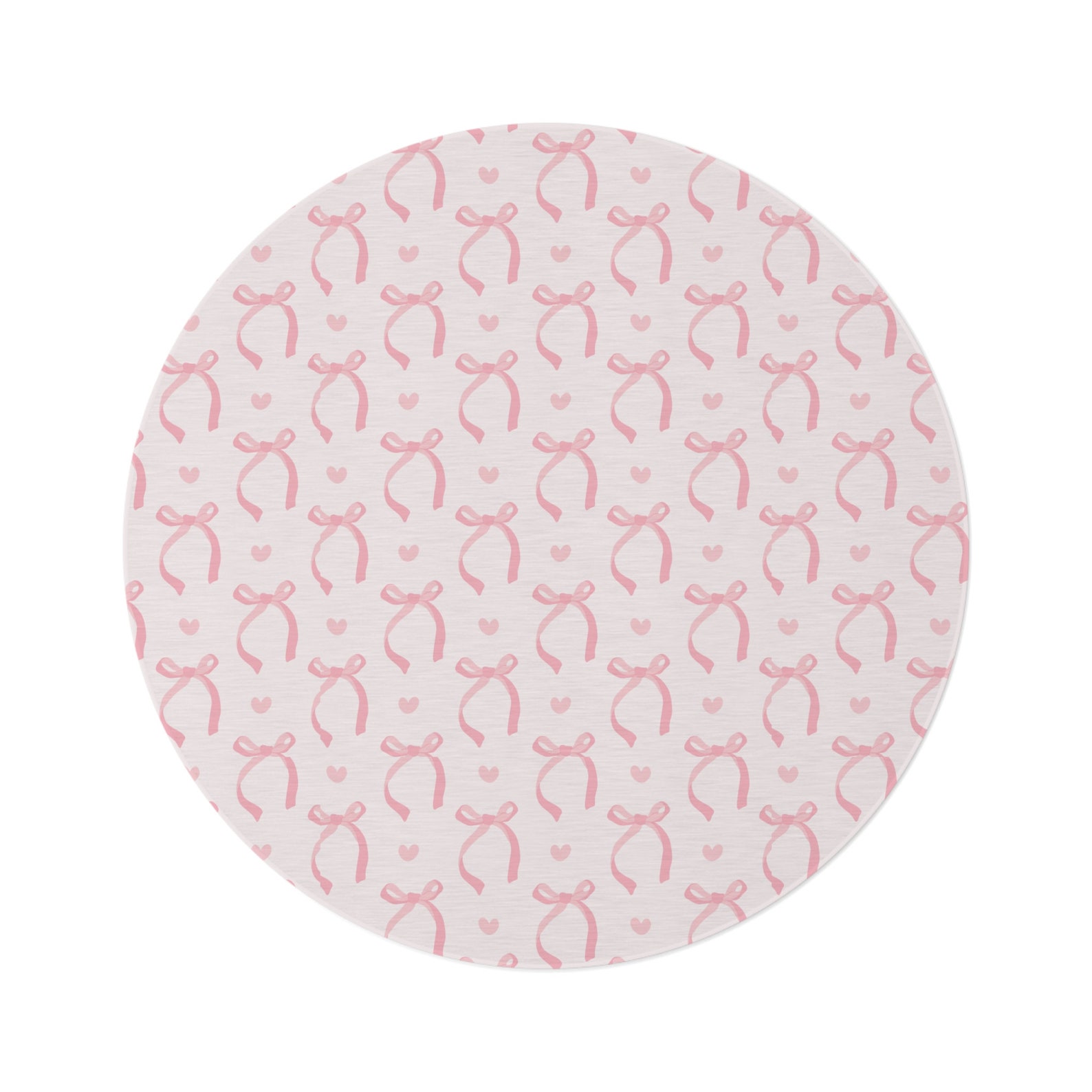 Coquette Pink Bow and Hearts Round Rug Carpet, Coquette Home Decor ...