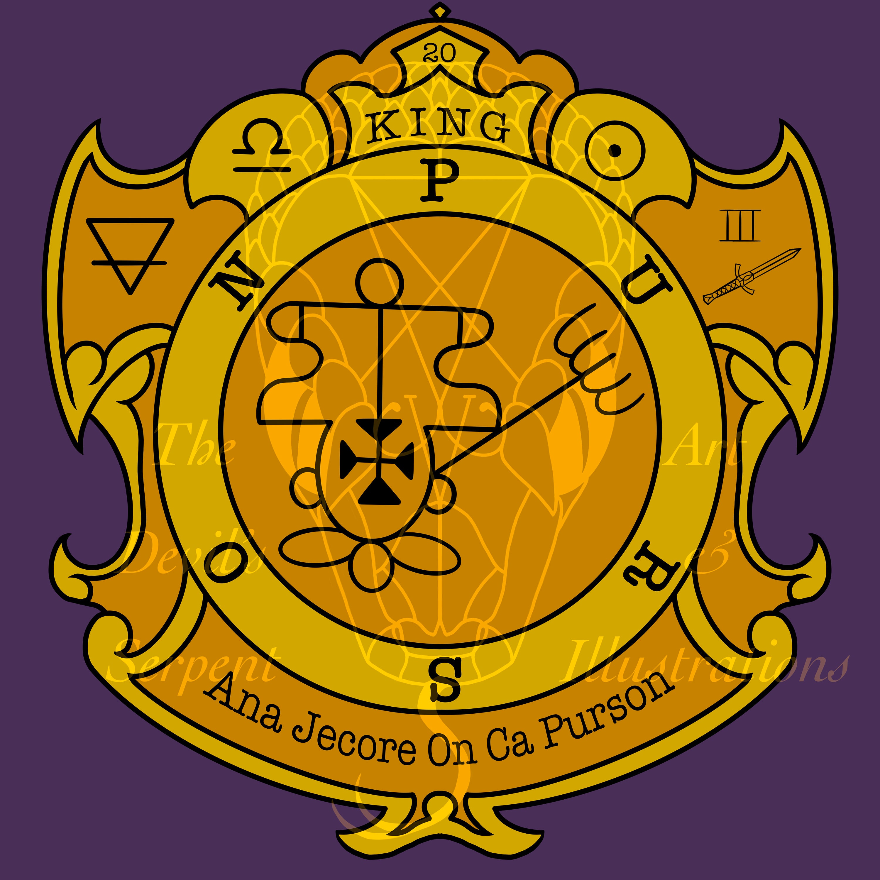 King Purson Goetic Sigil Information Design - Etsy