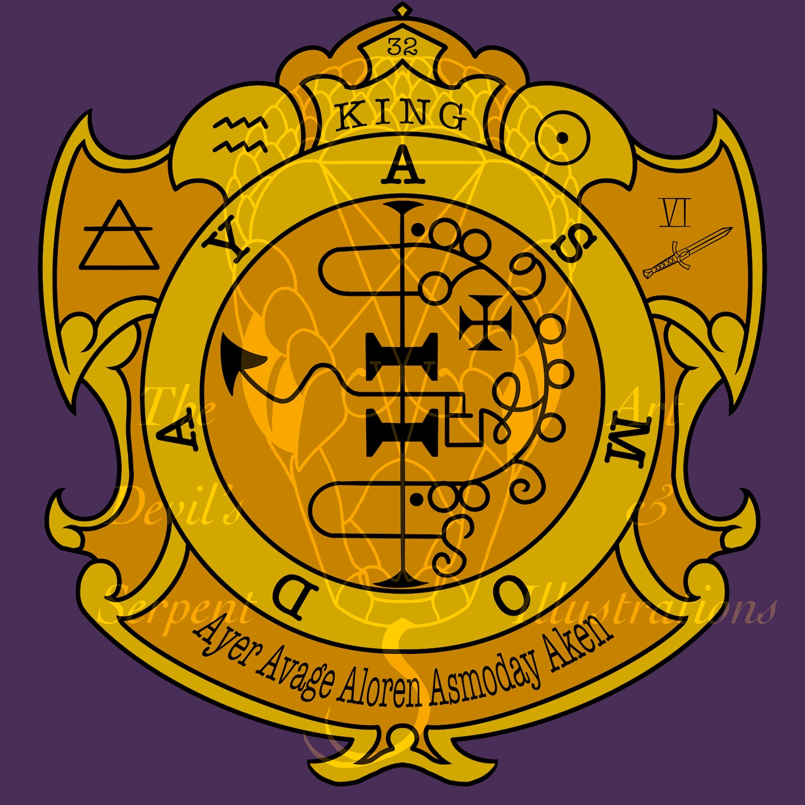 King Asmoday Goetic Sigil Information Design - Etsy