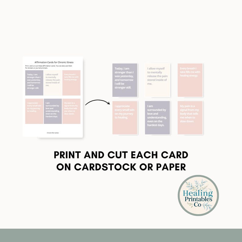 Affirmation Cards for Chronic Illness PDF, Chronic Illness Cards, Daily Health Affirmations ...
