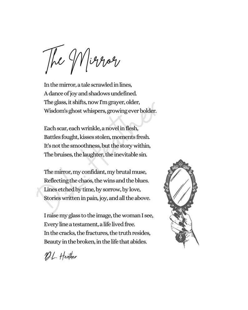 The Mirror Poem, Wall Art, Poetry Print, Digital Poem,inspirational ...
