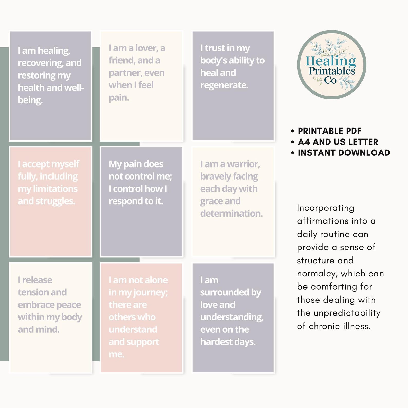 Affirmation Cards for Chronic Illness PDF, Chronic Illness Cards, Daily ...