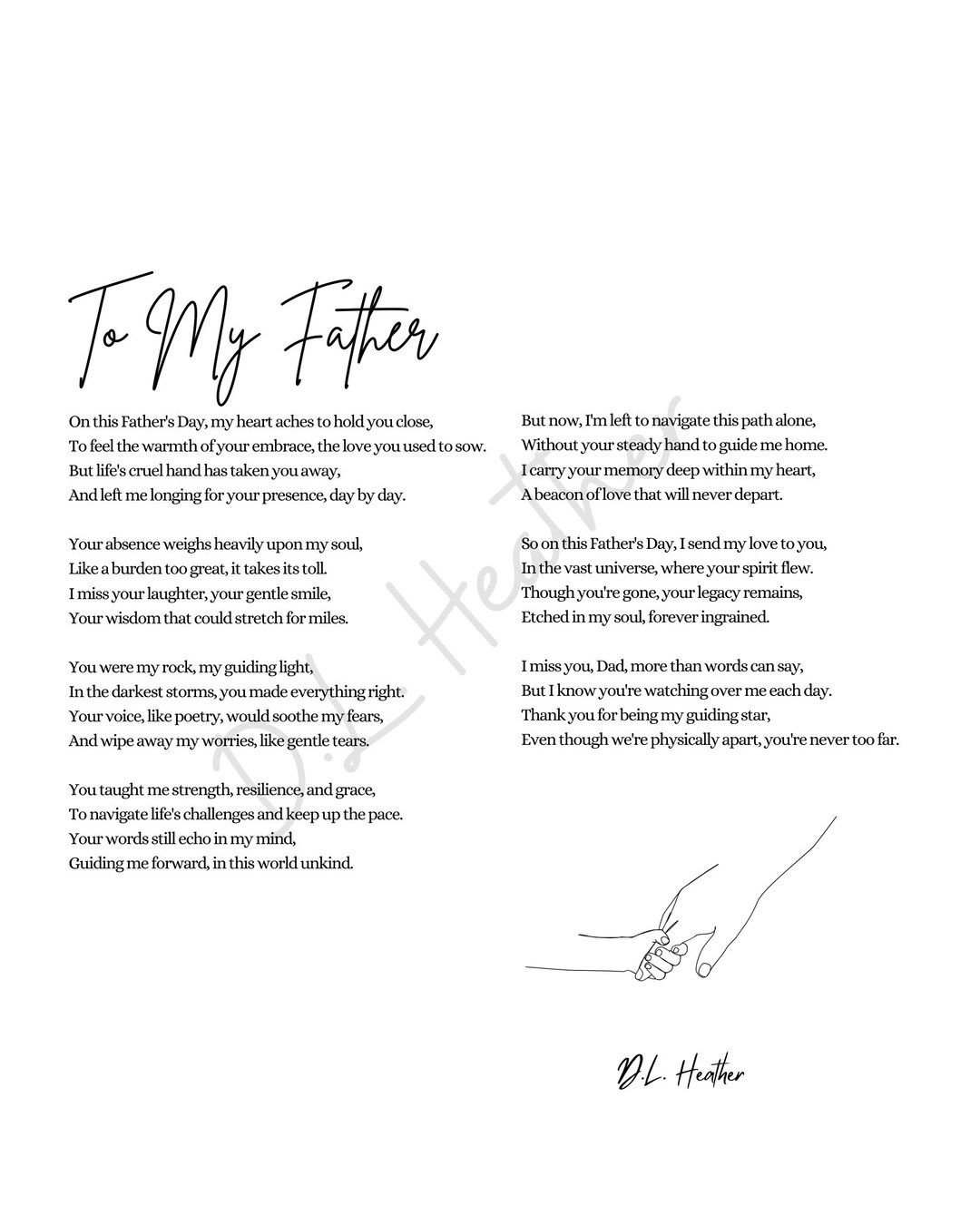 To My Father Poem - A Poem for Dad in Heaven on Father's Day - Etsy