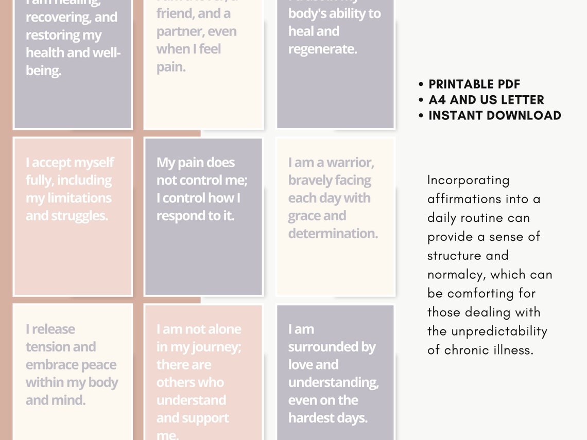 Affirmation Cards for Chronic Illness PDF, Chronic Illness Cards, Daily ...