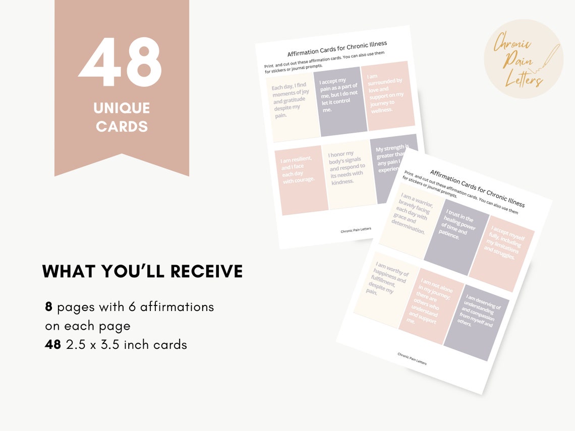 Affirmation Cards for Chronic Illness PDF, Chronic Illness Cards, Daily ...