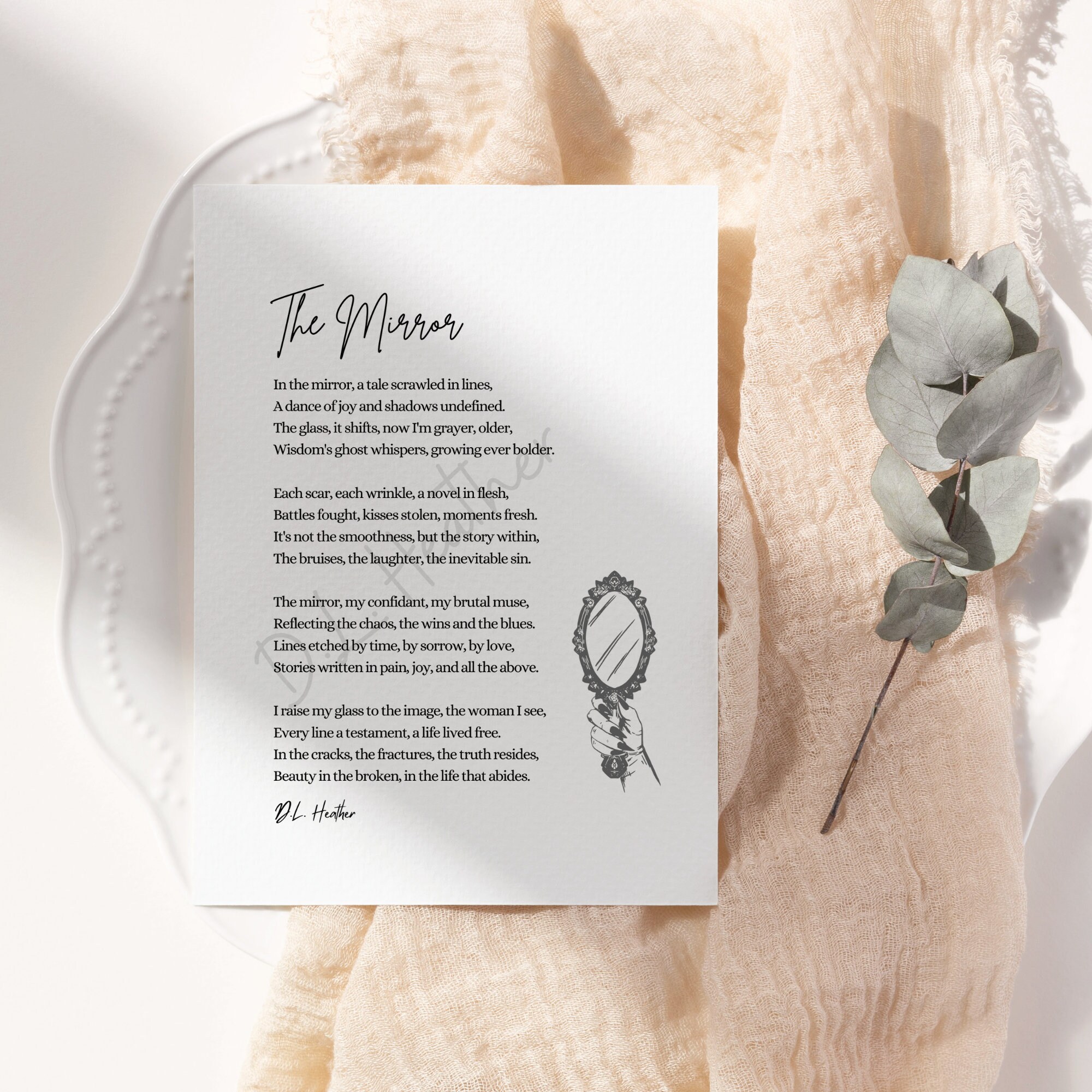 The Mirror Poem, Wall Art, Poetry Print, Digital Poem,inspirational ...