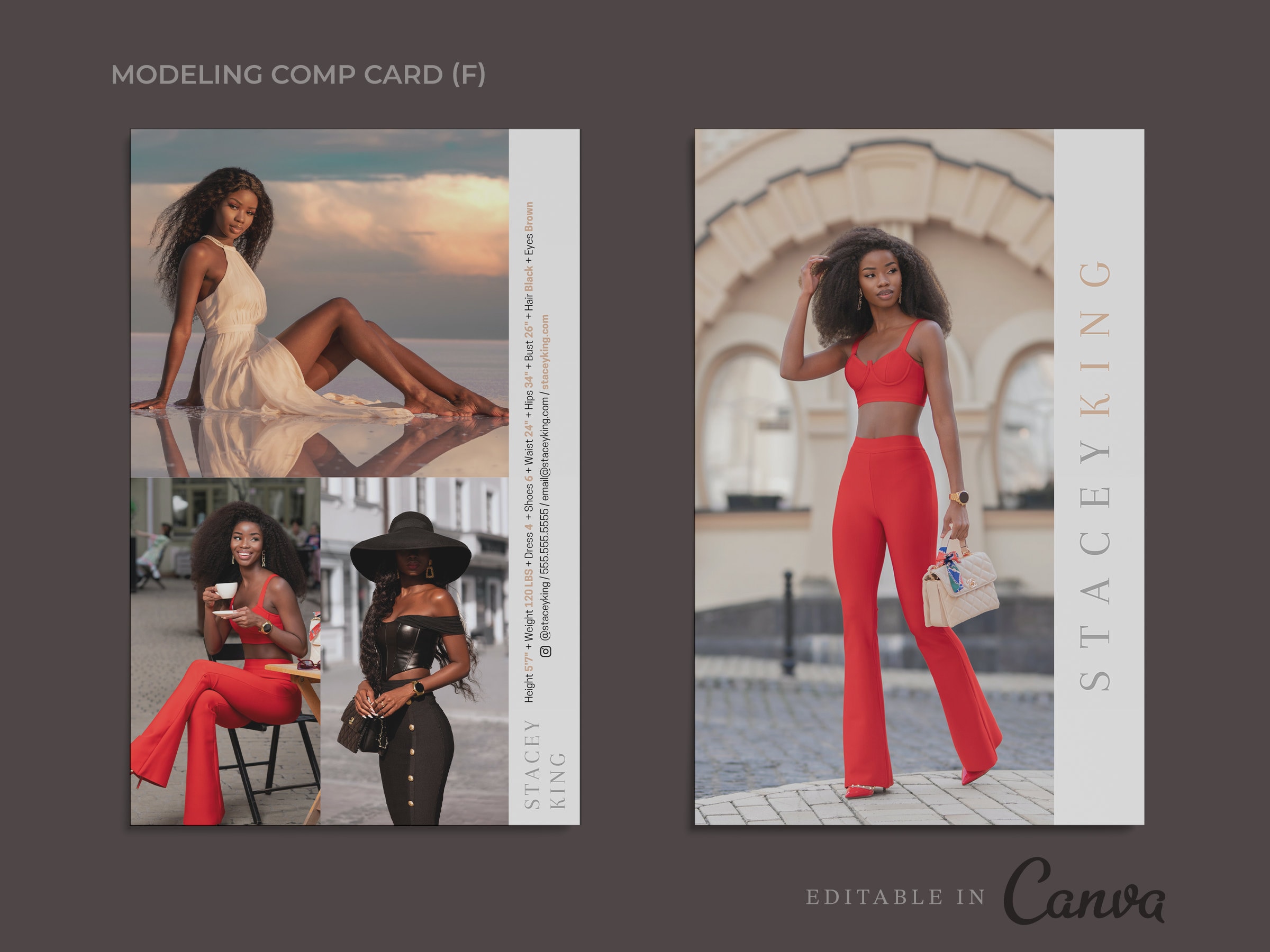 Simple Modeling Comp Card Template, Model Comp Card Template, Canva Template, Model Portfolio ...
