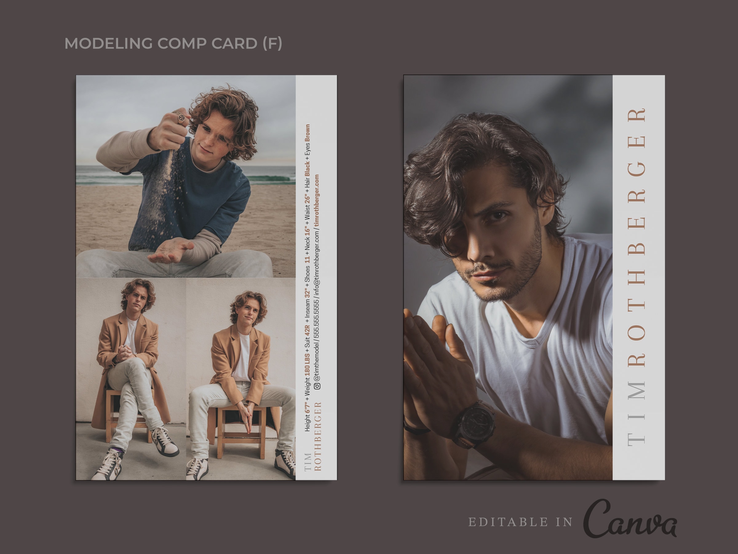 Simple Modeling Comp Card Template, Model Comp Card Template, Canva ...