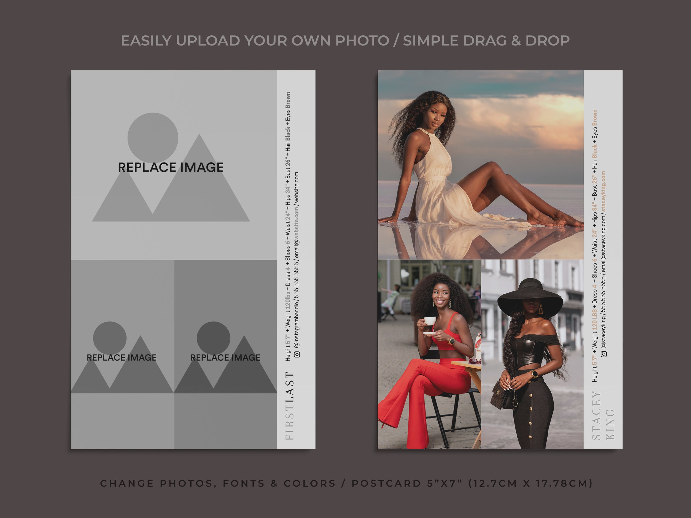 Simple Modeling Comp Card Template, Model Comp Card Template, Canva ...