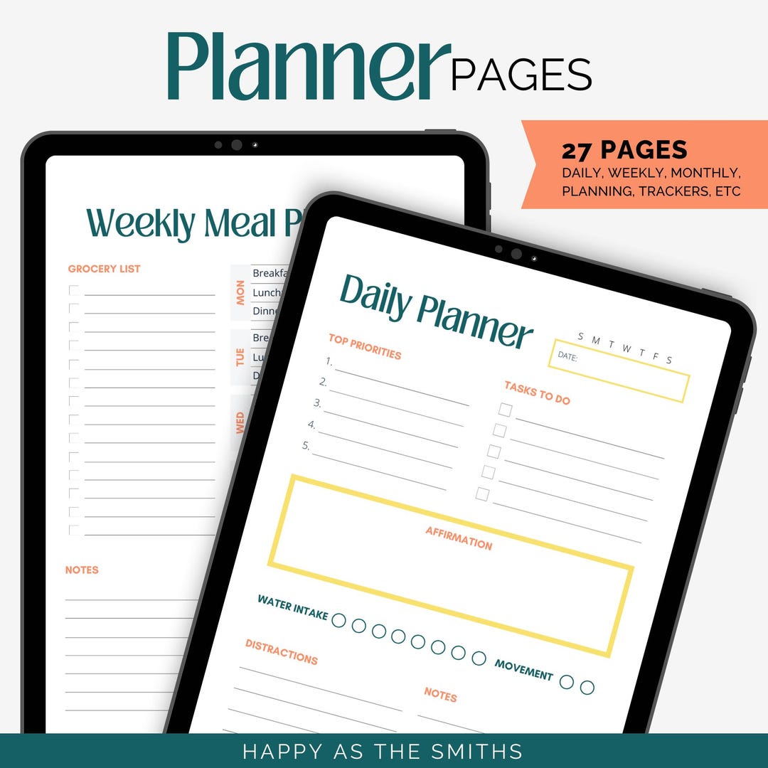 Digital Planner Pages - 27 Daily, Weekly & Monthly Planning Trackers ...