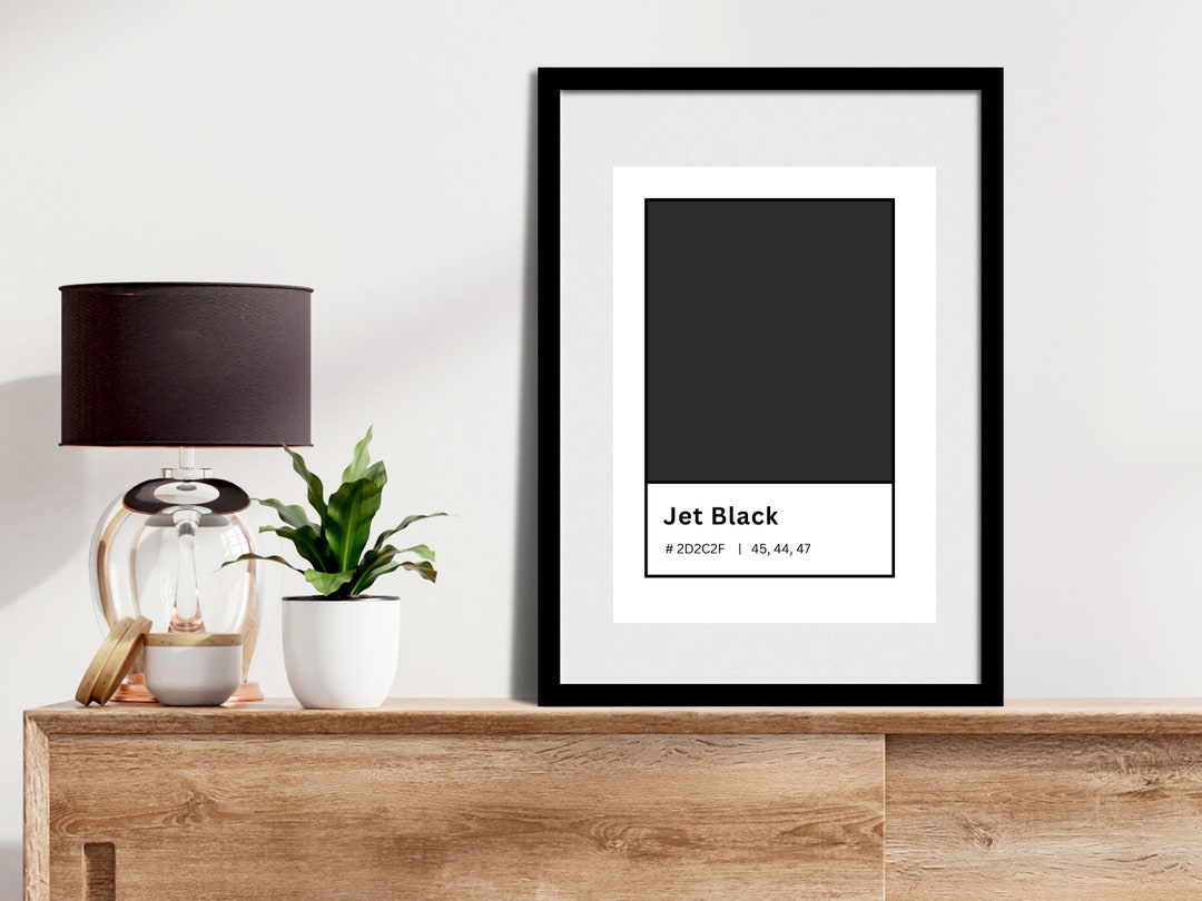 Jet Black Pantone Print, Instant Download, Modern Printable Wall Art ...