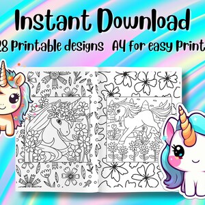 Unicorn Colouring Pages, Digital Download, Magical Fun for Children ...
