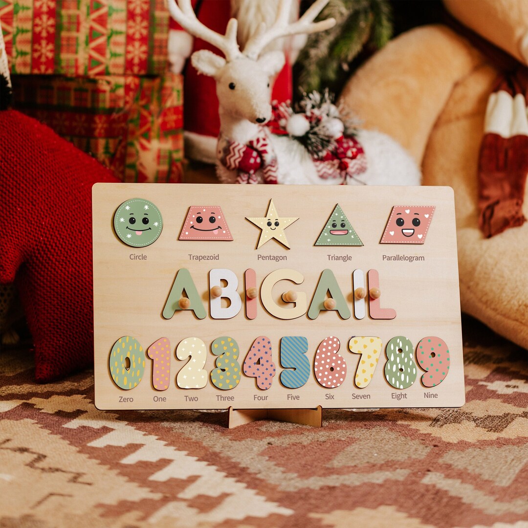 Name Nuzzle With Geometric Shapes Personalized Toys for Baby - Etsy