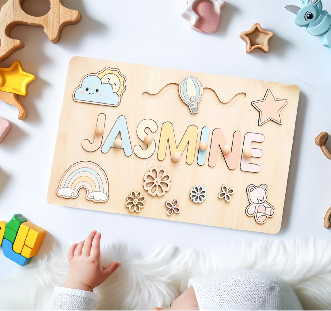Personalized Busy Board Name Puzzle With Pegs, Baby Easter Gifts ...