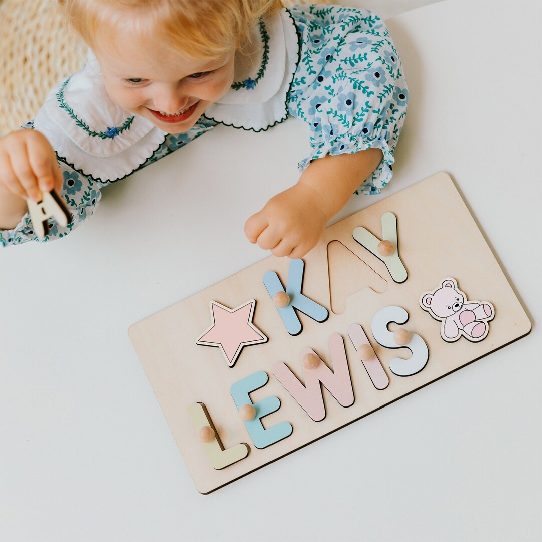 Personalized Name Puzzle for Kids, Wooden Name Puzzles Birthday Gifts ...