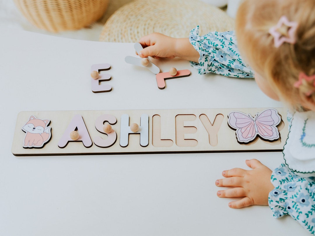 Personalized Name Puzzles, Name Puzzle With Pegs, Baby First Christmas ...