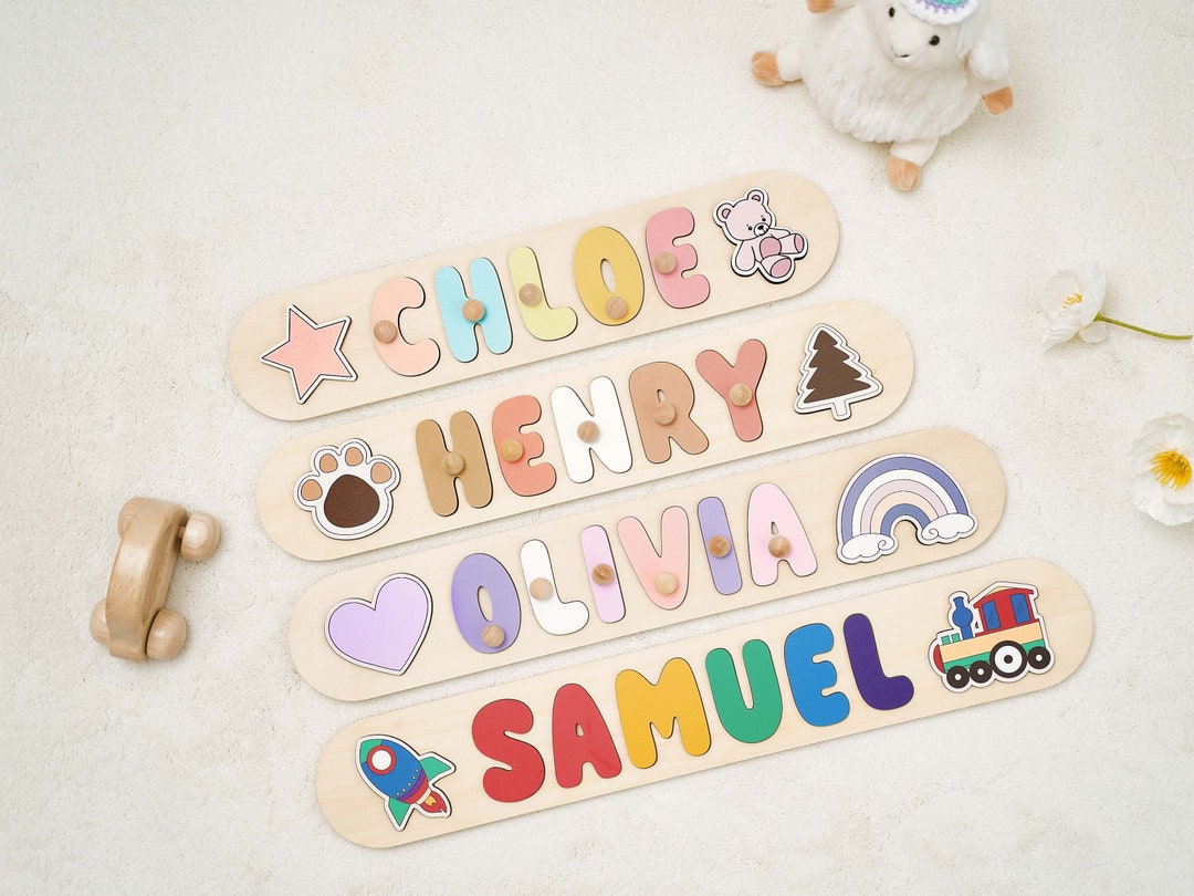 Custom Baby Name Puzzle With Pegs, Baby Gift, 1st Birthday Gifts for ...