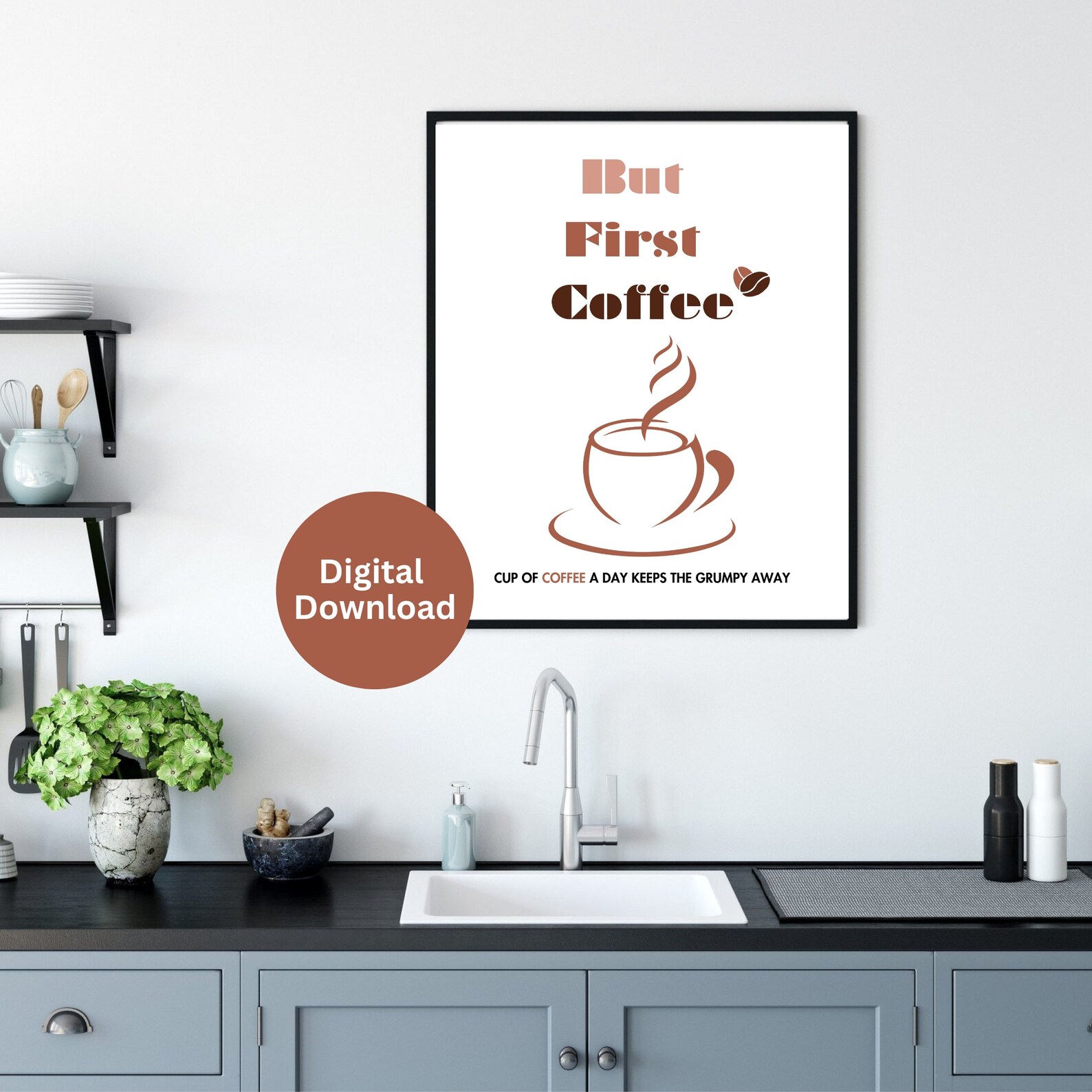 But First Coffee Sign Printable Kitchen Decor Coffee Bar Sign Fixer ...
