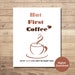 But First Coffee Sign Printable Kitchen Decor Coffee Bar Sign Fixer ...