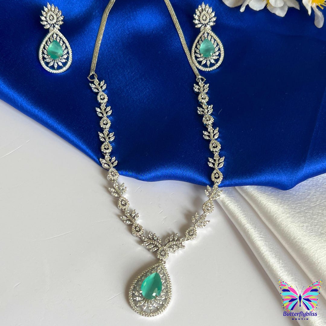 Turquoise American Diamond Set American Diamond Premium Quality ...