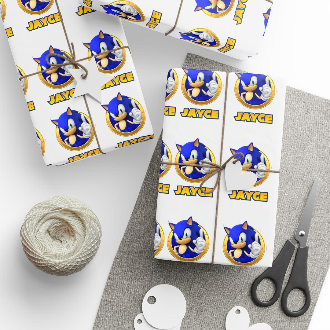 Sonic Face Pattern Wrapping Paper | Retro Video Game Character Print - Etsy