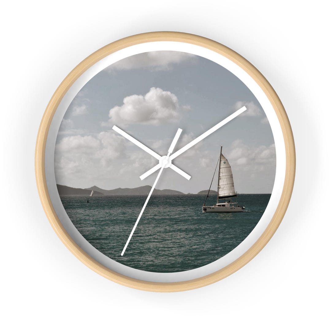 Sailboat Wall Clock, Nautical Home Decor, Coastal Decor, Unique Gift ...