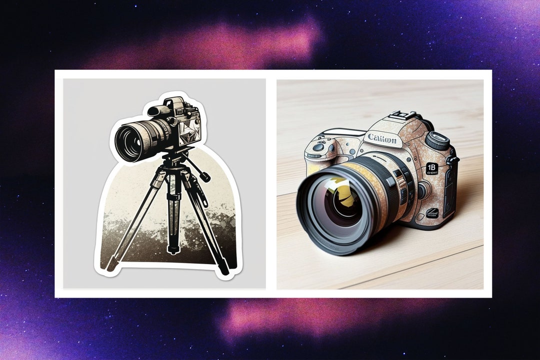DSLR Camera on Tripod Vinyl Stickers for Laptop, Car, Waterbottle Etc ...