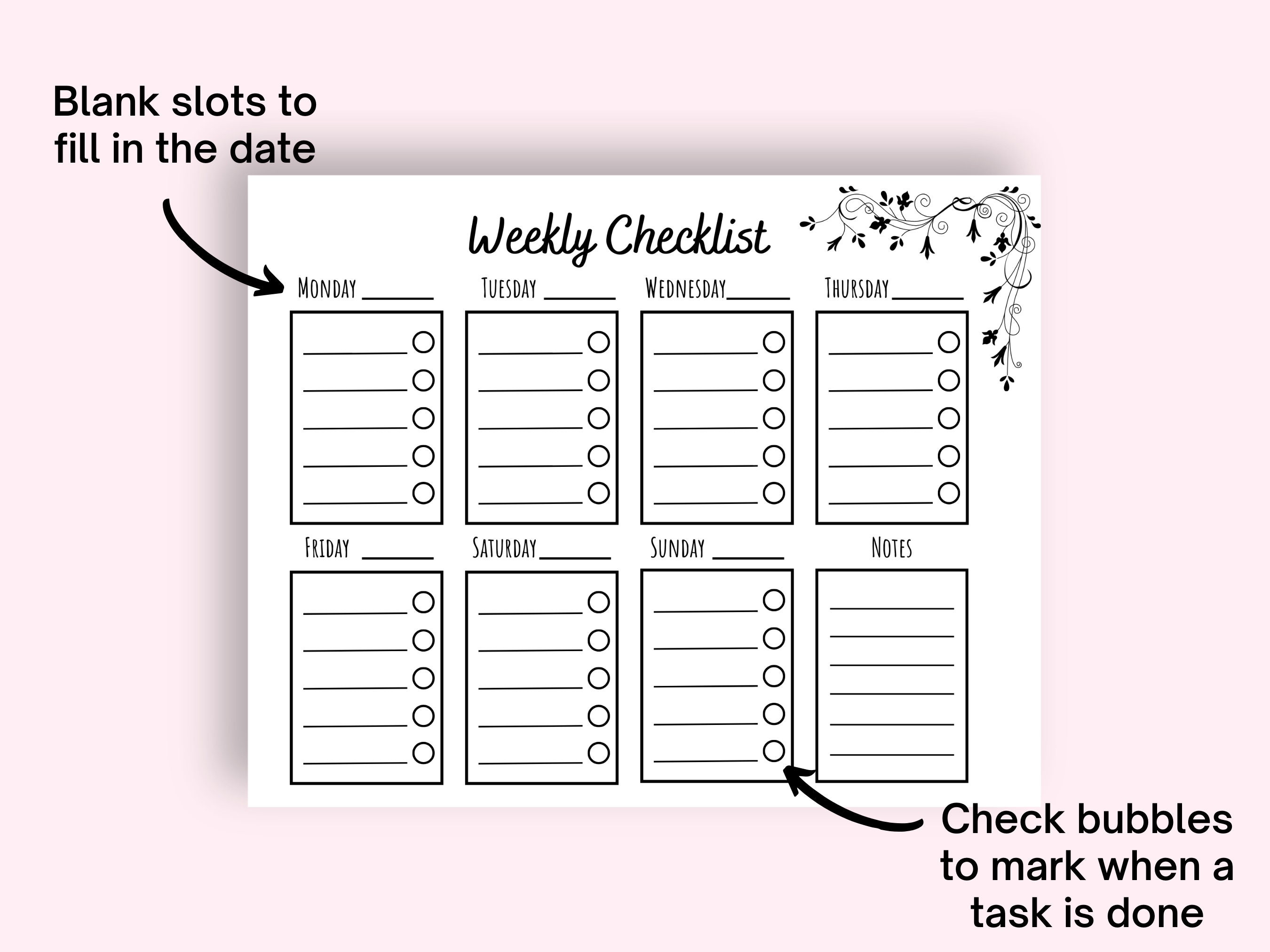 Printable Weekly Checklist | Instant Download - Etsy