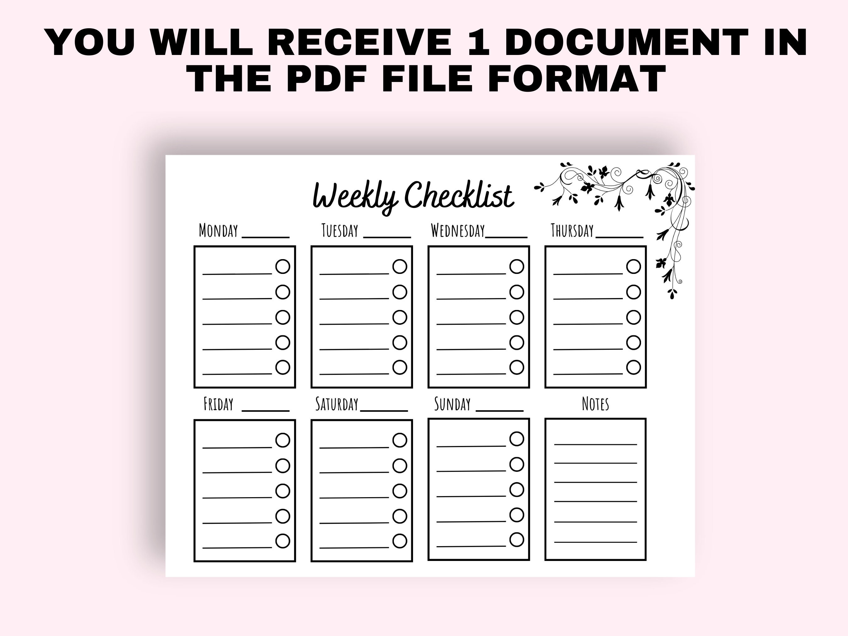 Printable Weekly Checklist | Instant Download - Etsy