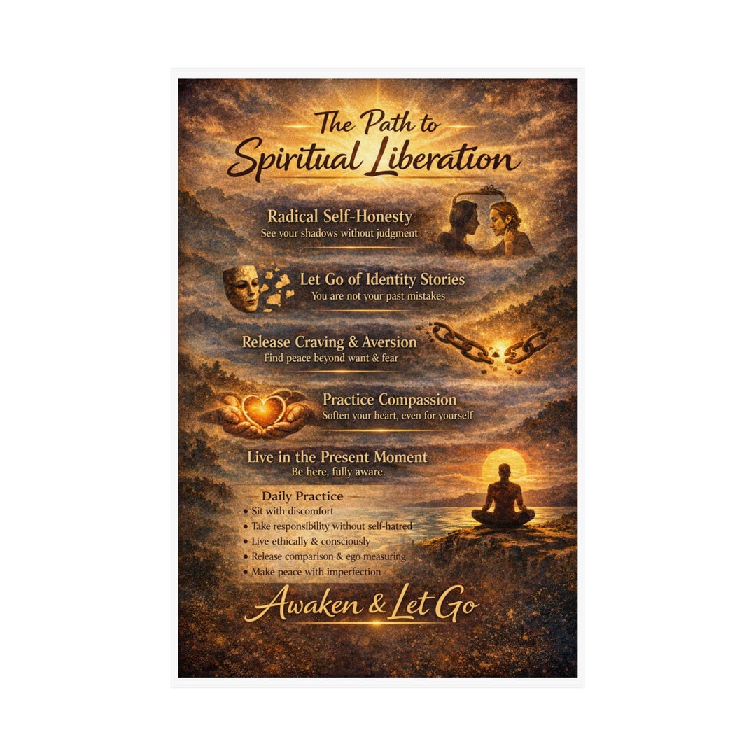 Daily Steps for Spiritual Liberation | Satin Poster | Awakening ...