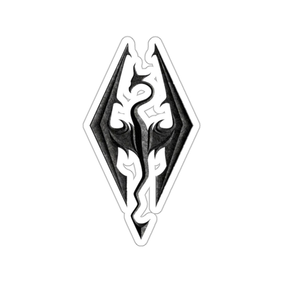Skryim Logo Skyrim Sticker White Border - Etsy