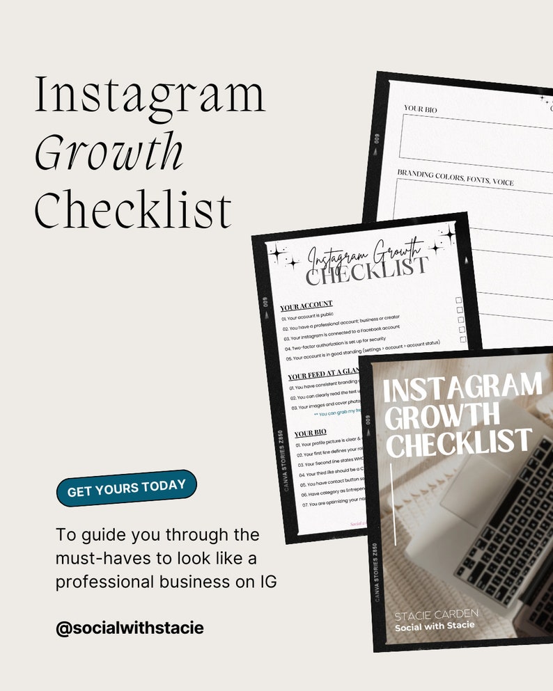 Instagram Growth Checklist Social Media Checklist for Business Accounts ...