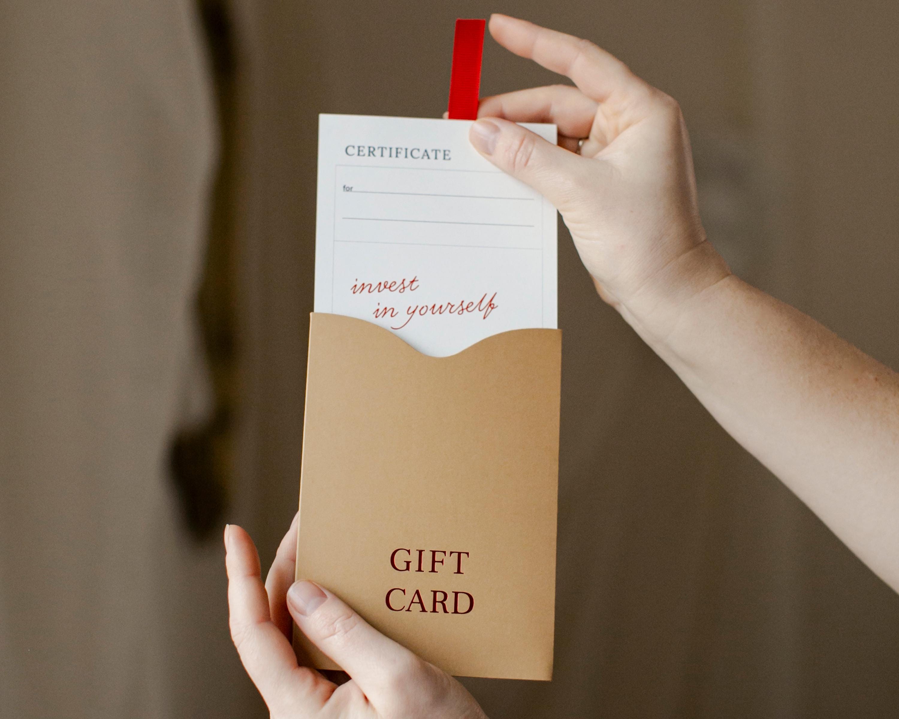 Gift Certificate for Woman, Gift Card in Burgundy Envelope, Gift for ...