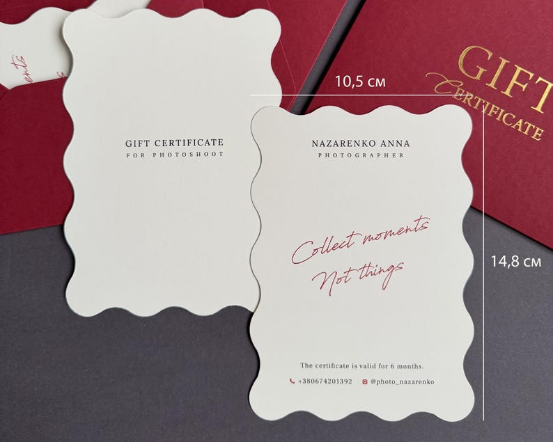 Photographer Gift Certificate, Photography Gift Card in Burgundy ...