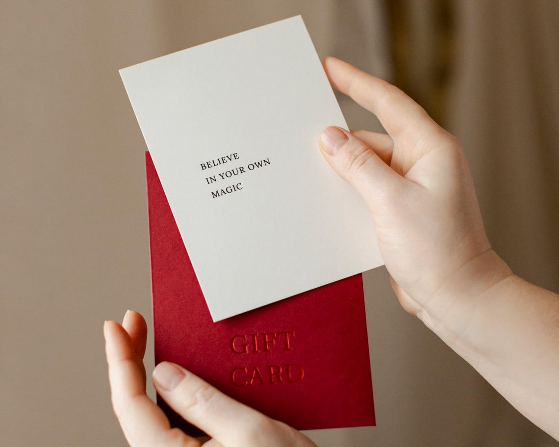 Gift Certificate for Woman, Gift Card in Burgundy Envelope, Gift for ...