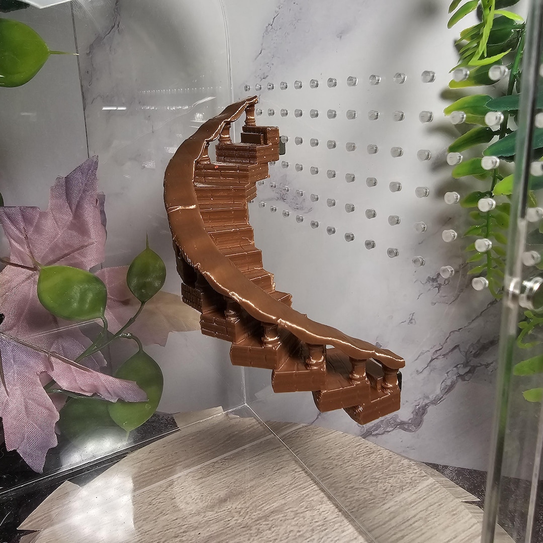3D Printed Spiral Stone Staircase Jumping Spider Hide Terrarium Decor ...