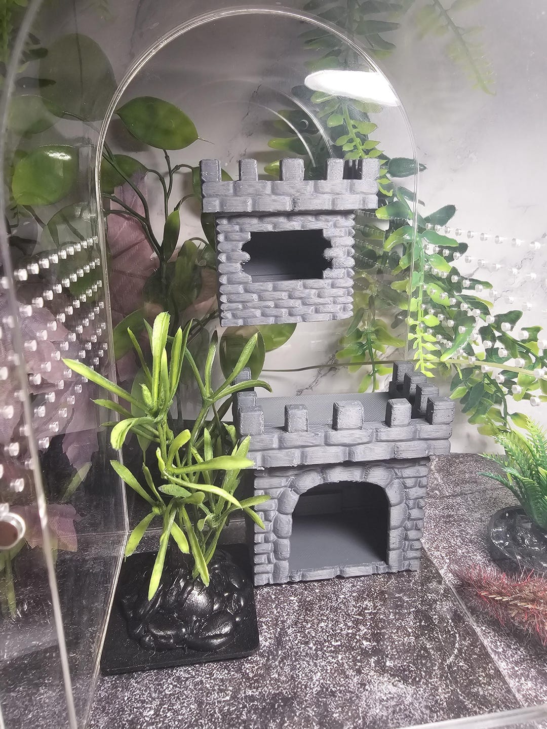 3D Printed Stone Castle Hide Removable Top Jumping Spider Terrarium ...