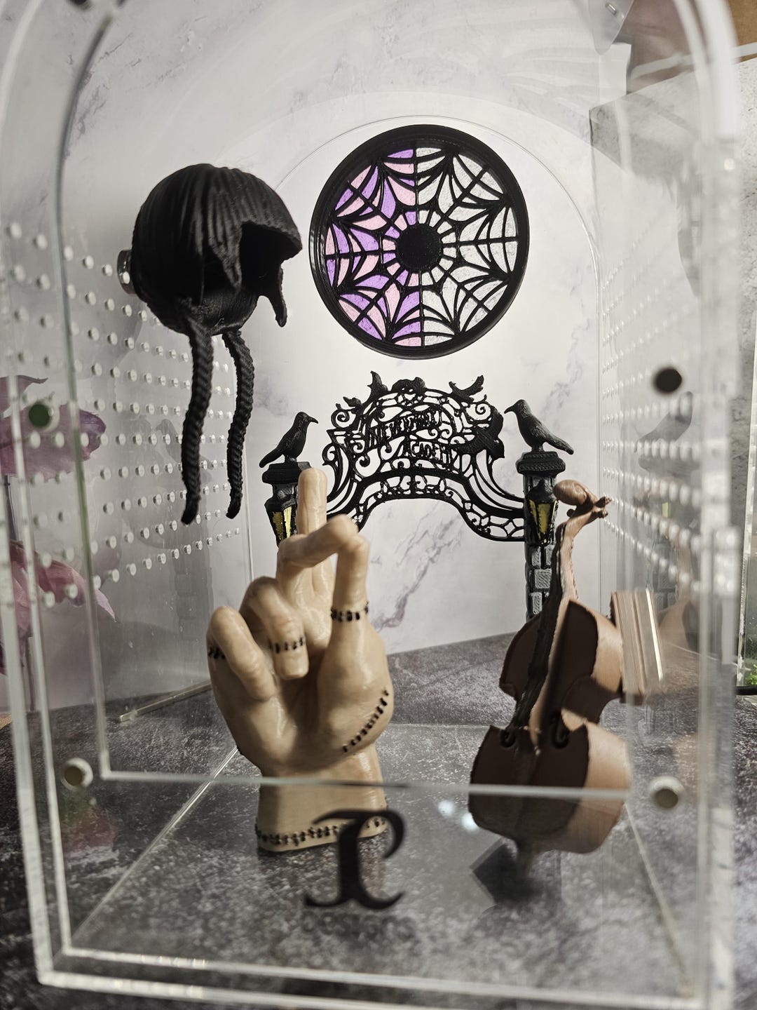 3D Printed and Handpainted "wednesday" Themed Jumping Spider Enclosure ...