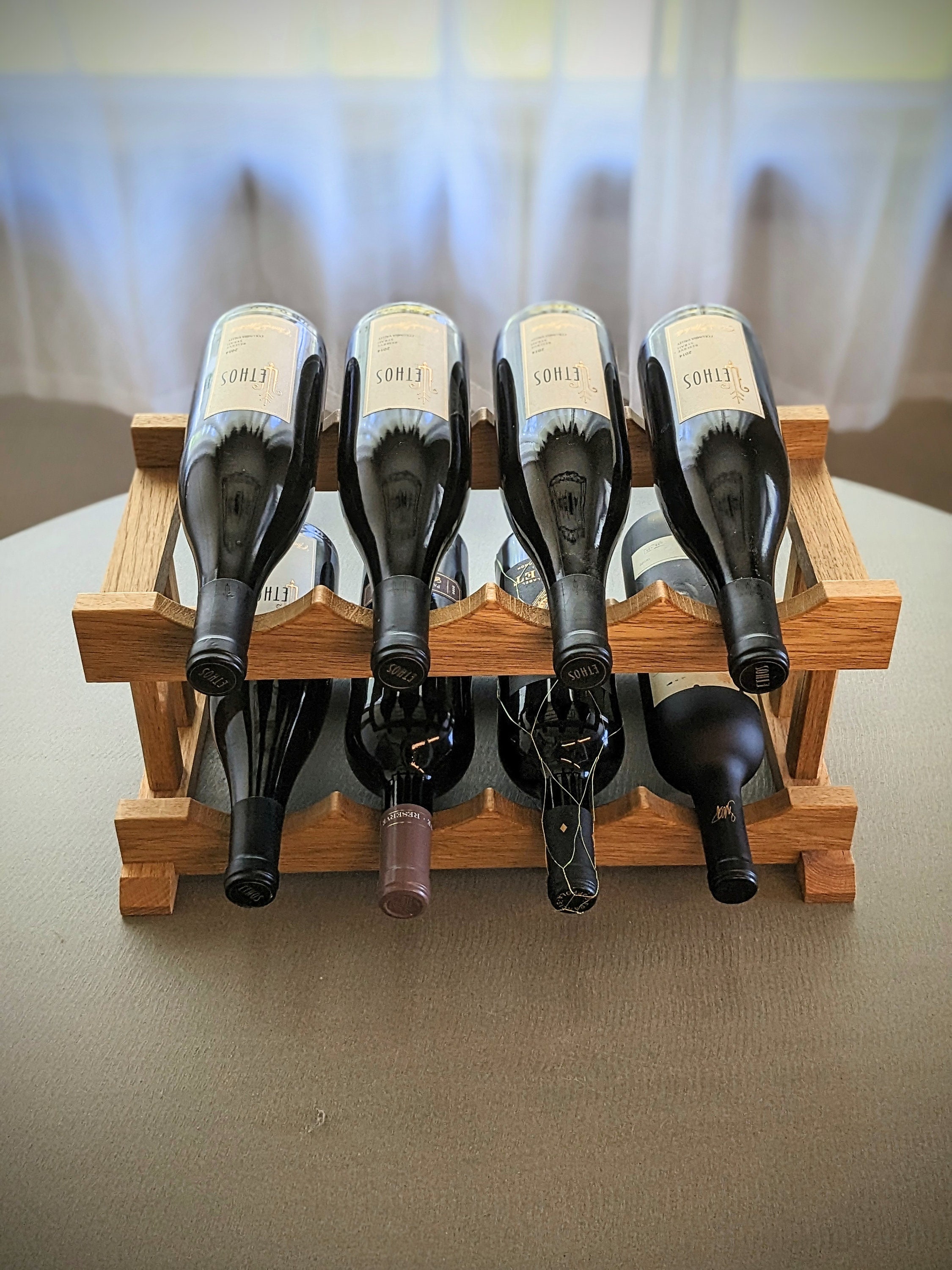 White Oak Countertop & Bartop Wine Rack Elegant Two Tier Wood ...