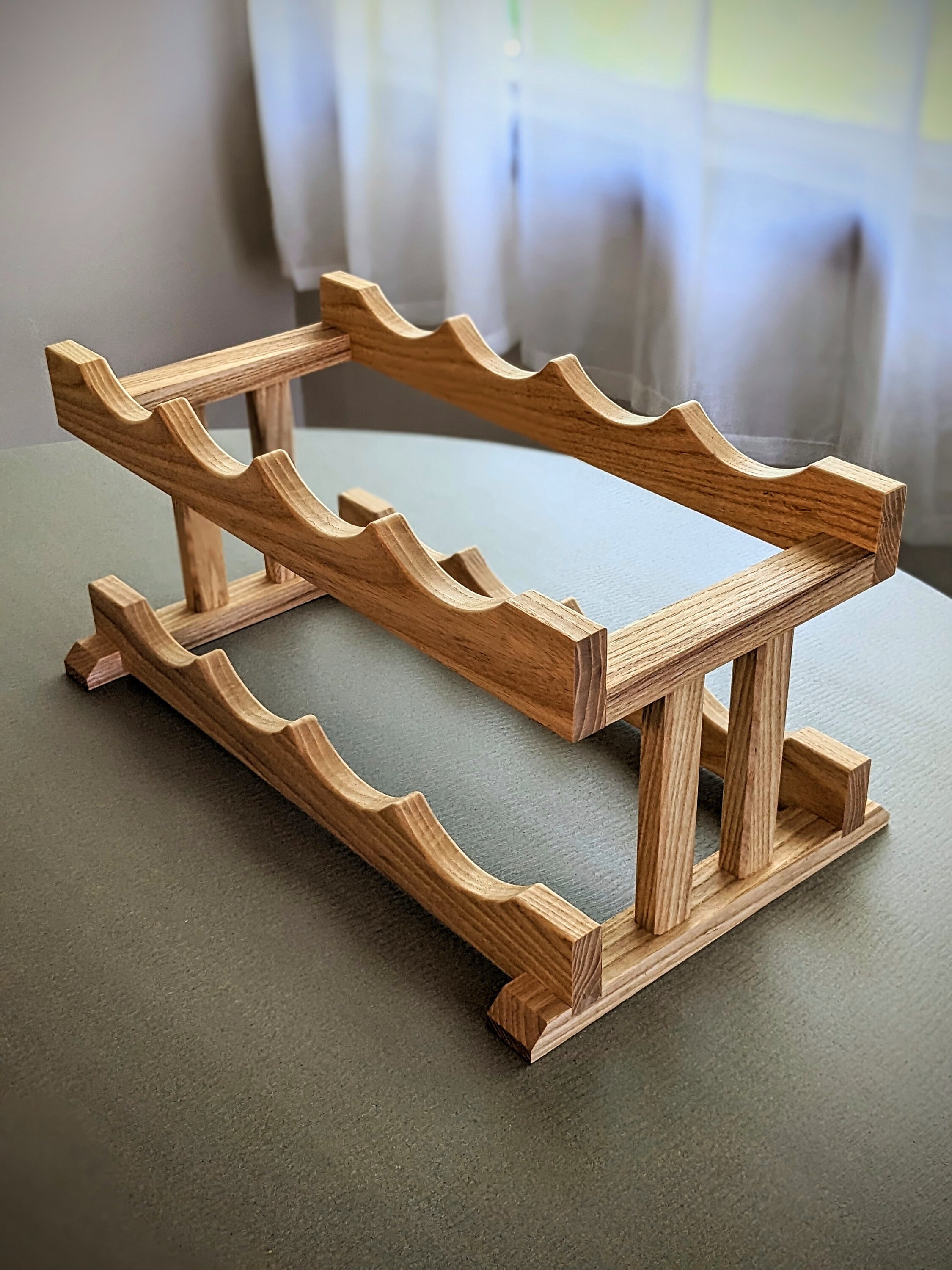 White Oak Countertop & Bartop Wine Rack Elegant Two Tier Wood ...