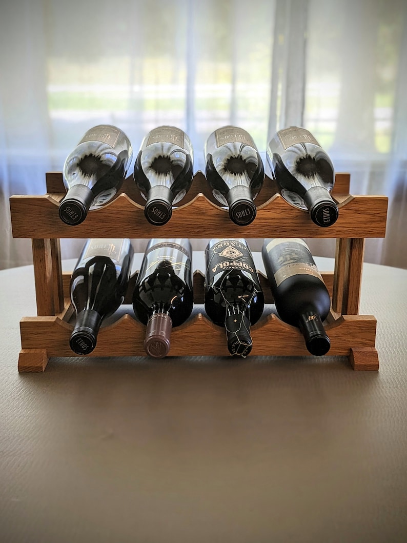 White Oak Countertop & Bartop Wine Rack | Elegant Two Tier Wood ...