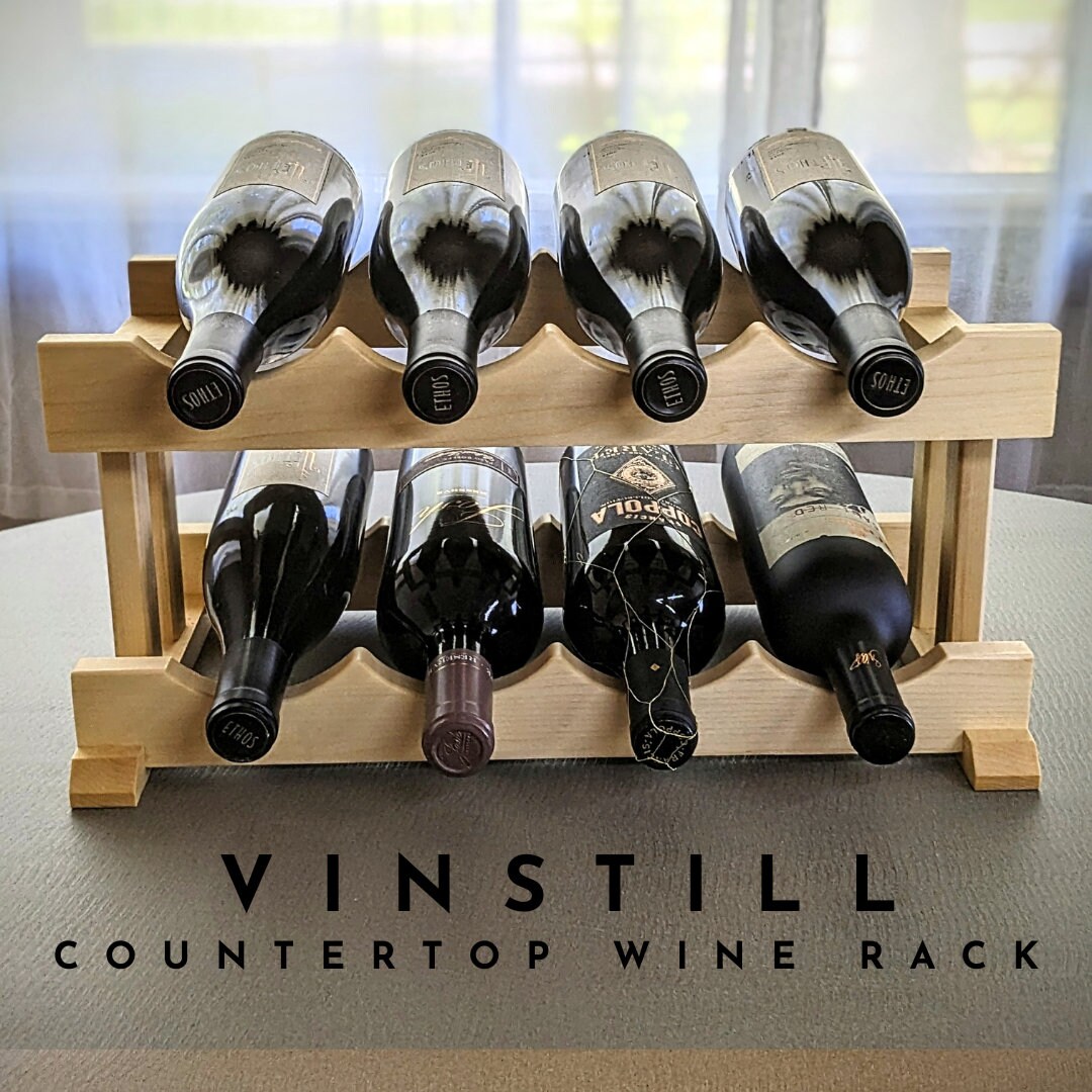 Aspen Countertop & Bartop Wood Wine Rack Elegant Two Tier Wood ...