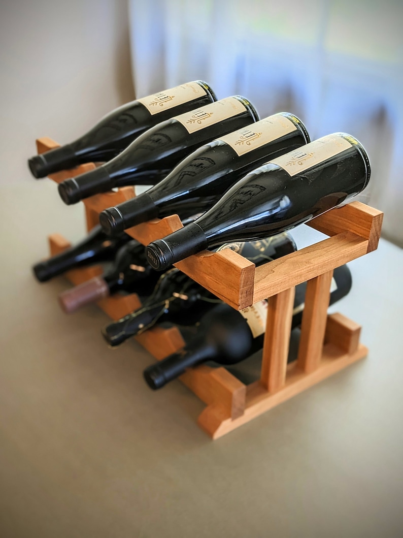 Cherry Countertop & Bartop Wood Wine Rack | Elegant Two Tier Wood ...