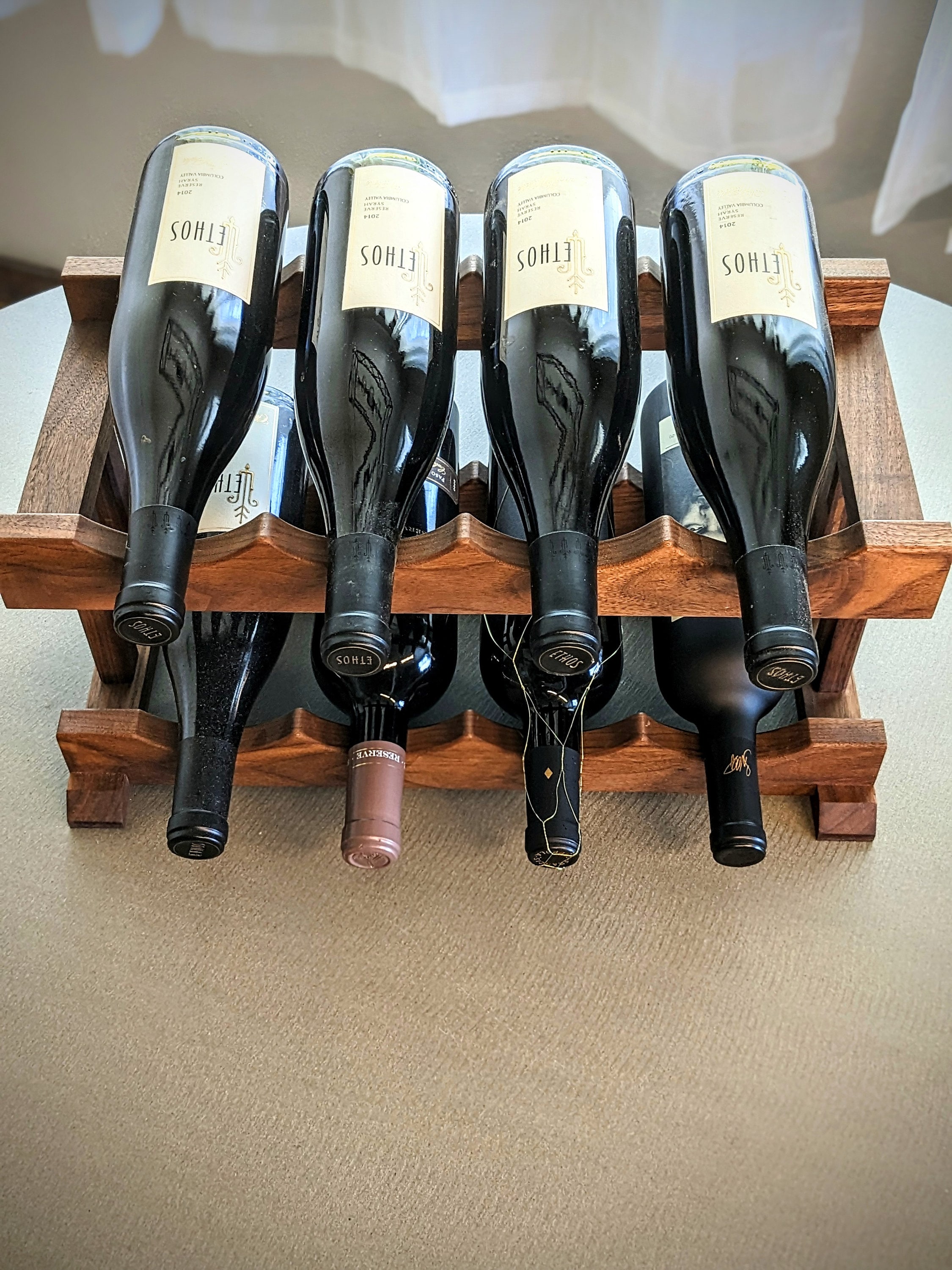 Walnut Countertop & Bartop Wine Rack | Elegant Two Tier Wood ...