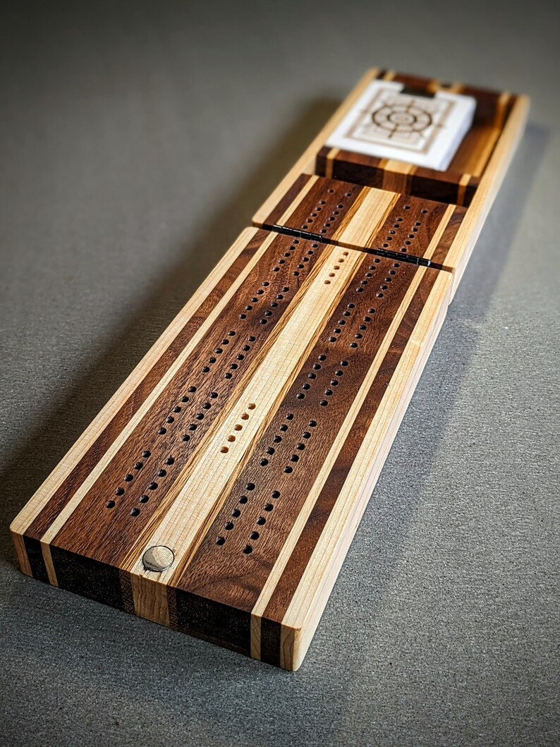 Foldable Travel Cribbage Board Real Wood | Walnut and Aspen Hardwood ...