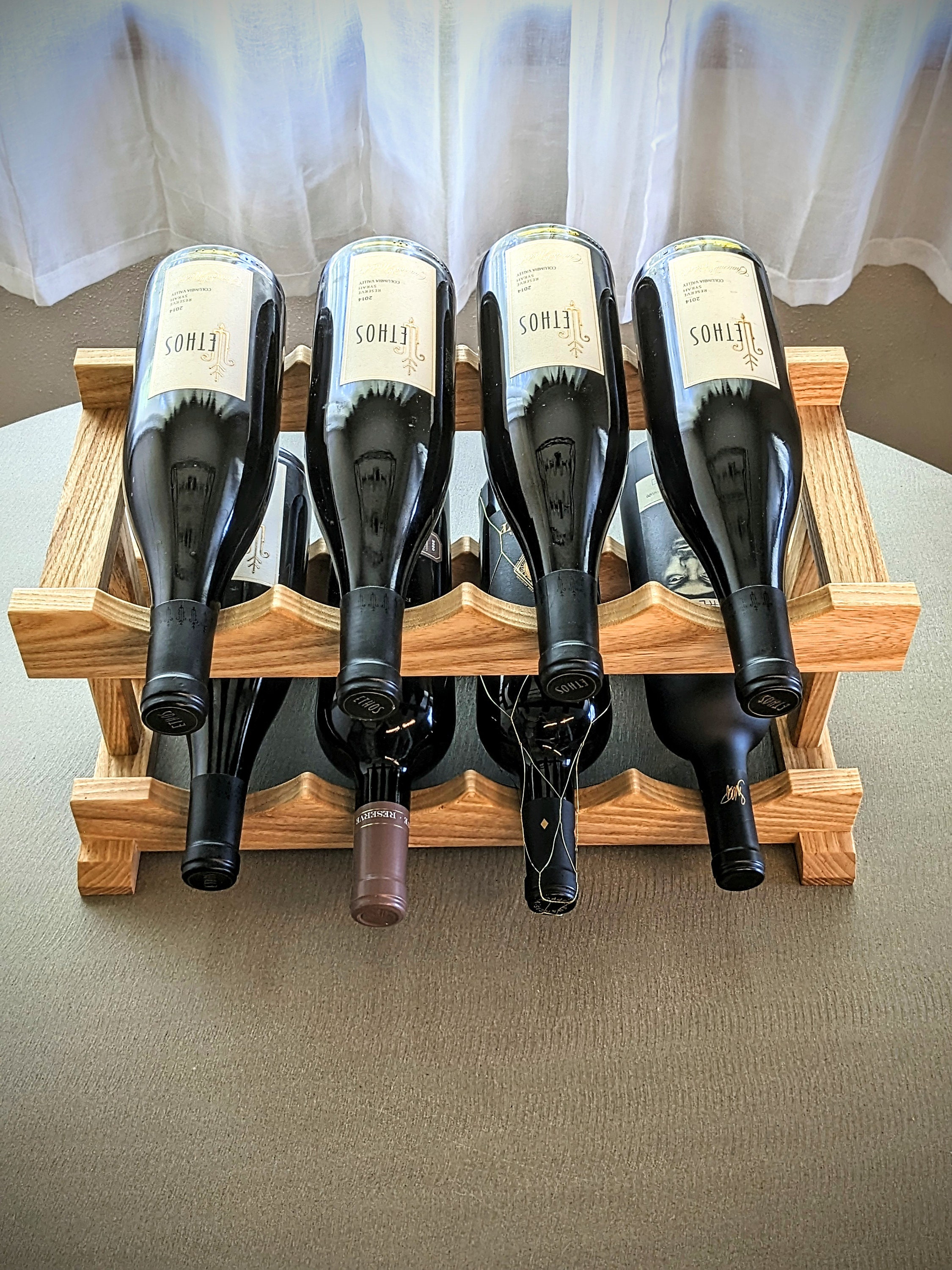 Ash Countertop & Bar Top Wine Rack Elegant Two Tier Wood Freestanding ...