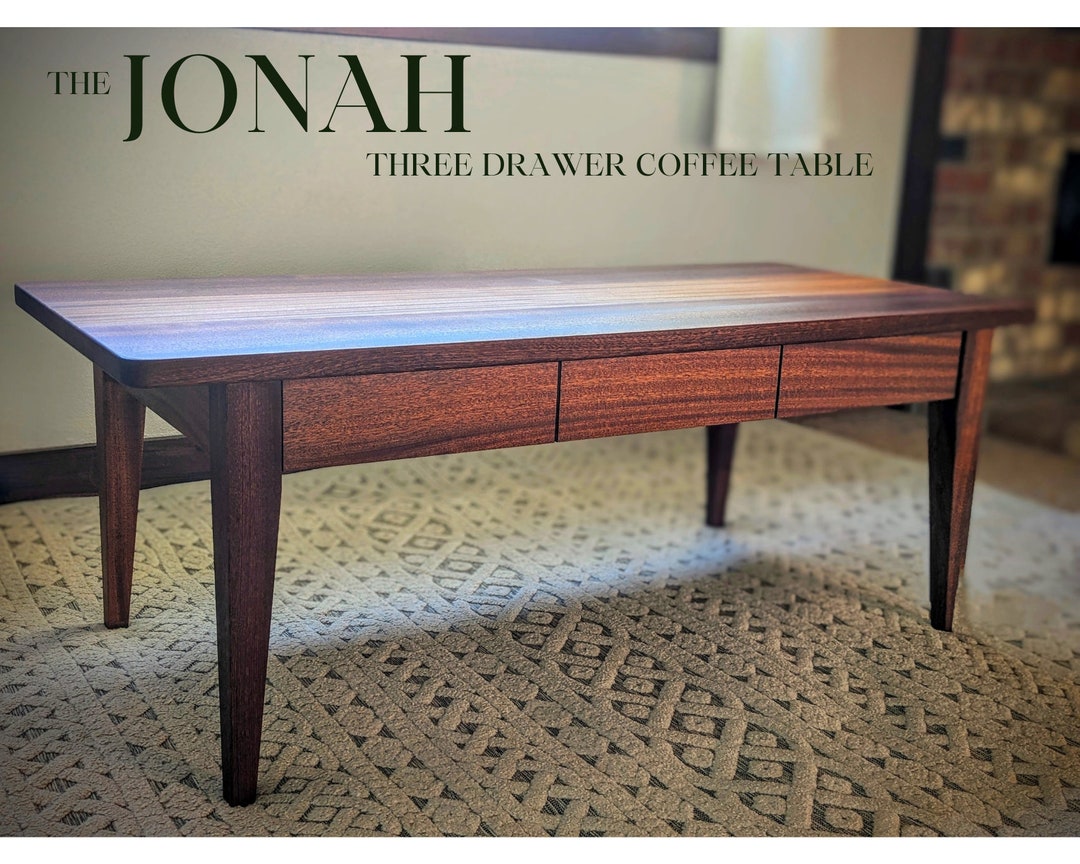 Modern Coffee Table With Drawers Hardwood Custom Living Room Table ...