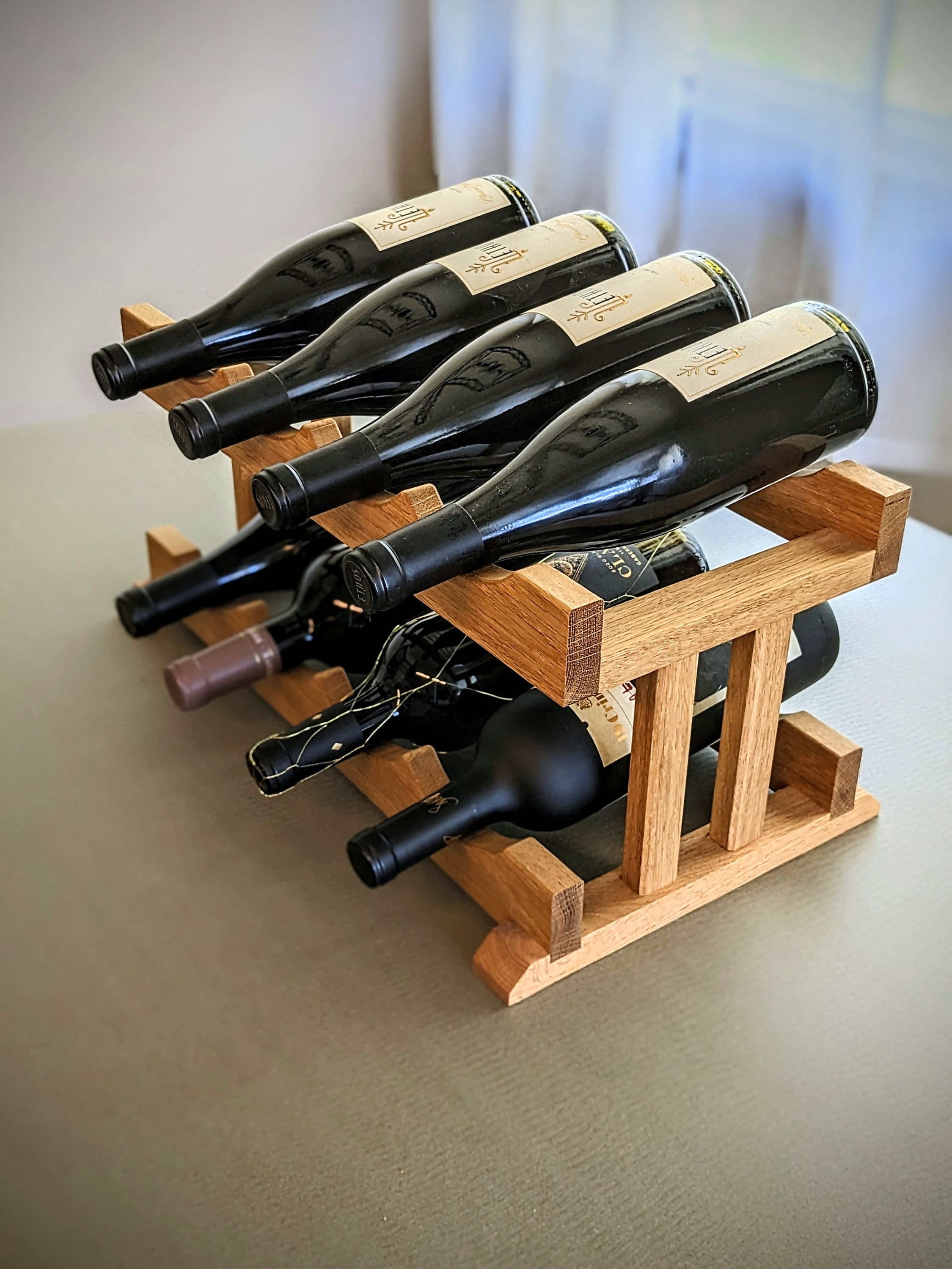 White Oak Countertop & Bartop Wine Rack Elegant Two Tier - Etsy
