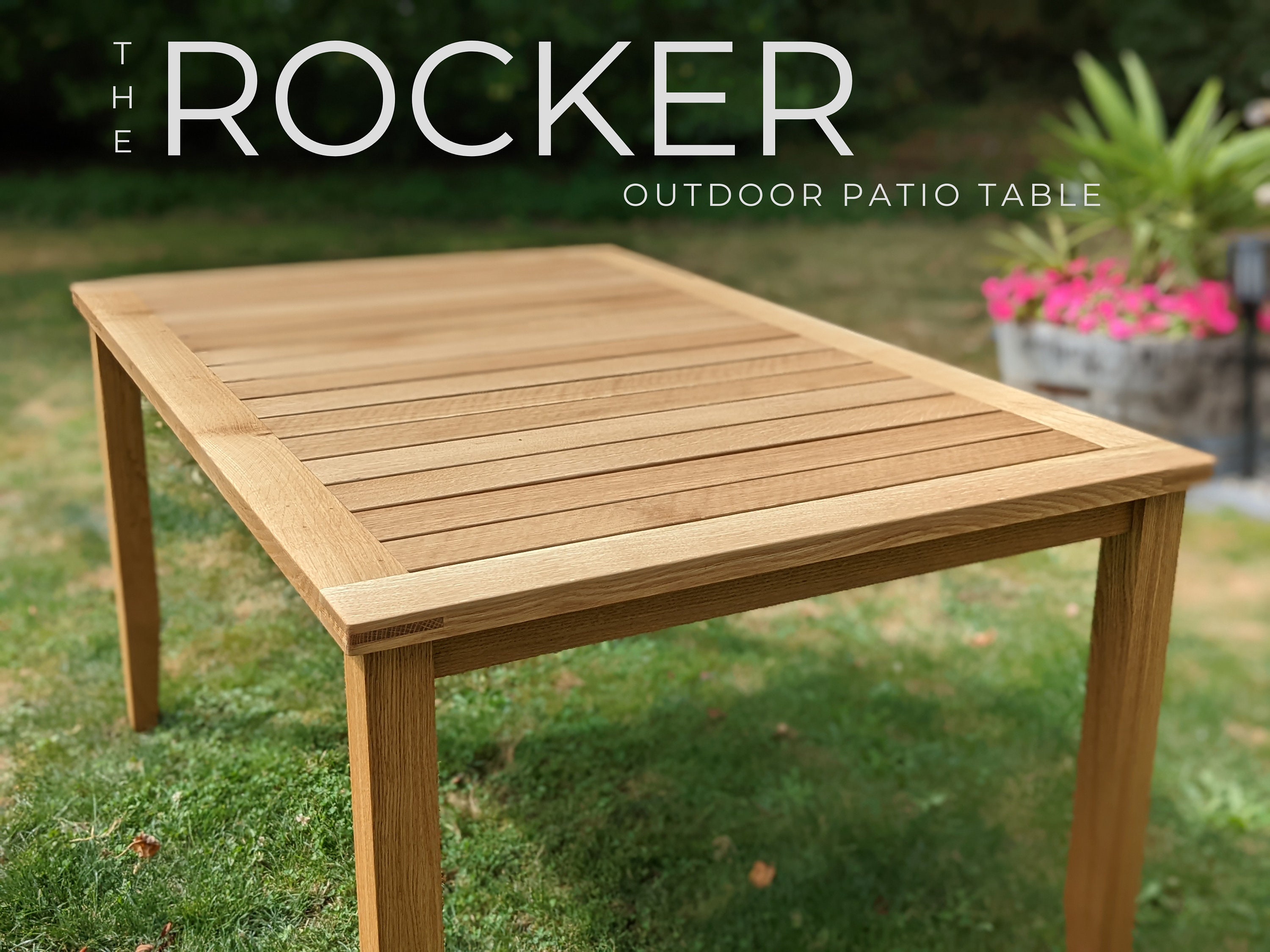 Rocker Outdoor Patio Dining Table White Oak Rectangular Slat Top Dining Table. Summer and Spring Outdoor Gatherings BBQ Parties and More Etsy