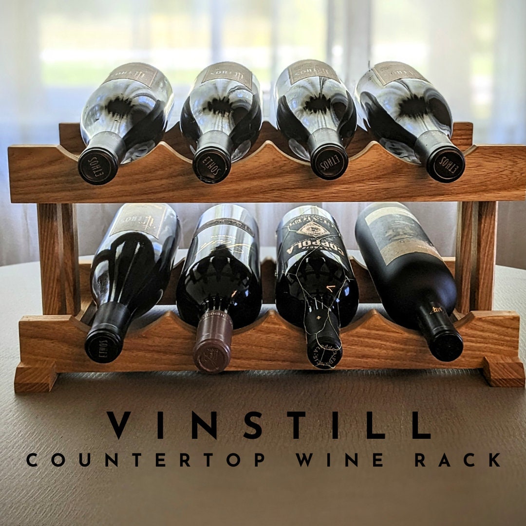 Ash Countertop & Bar Top Wine Rack | Elegant Two Tier Wood Freestanding ...